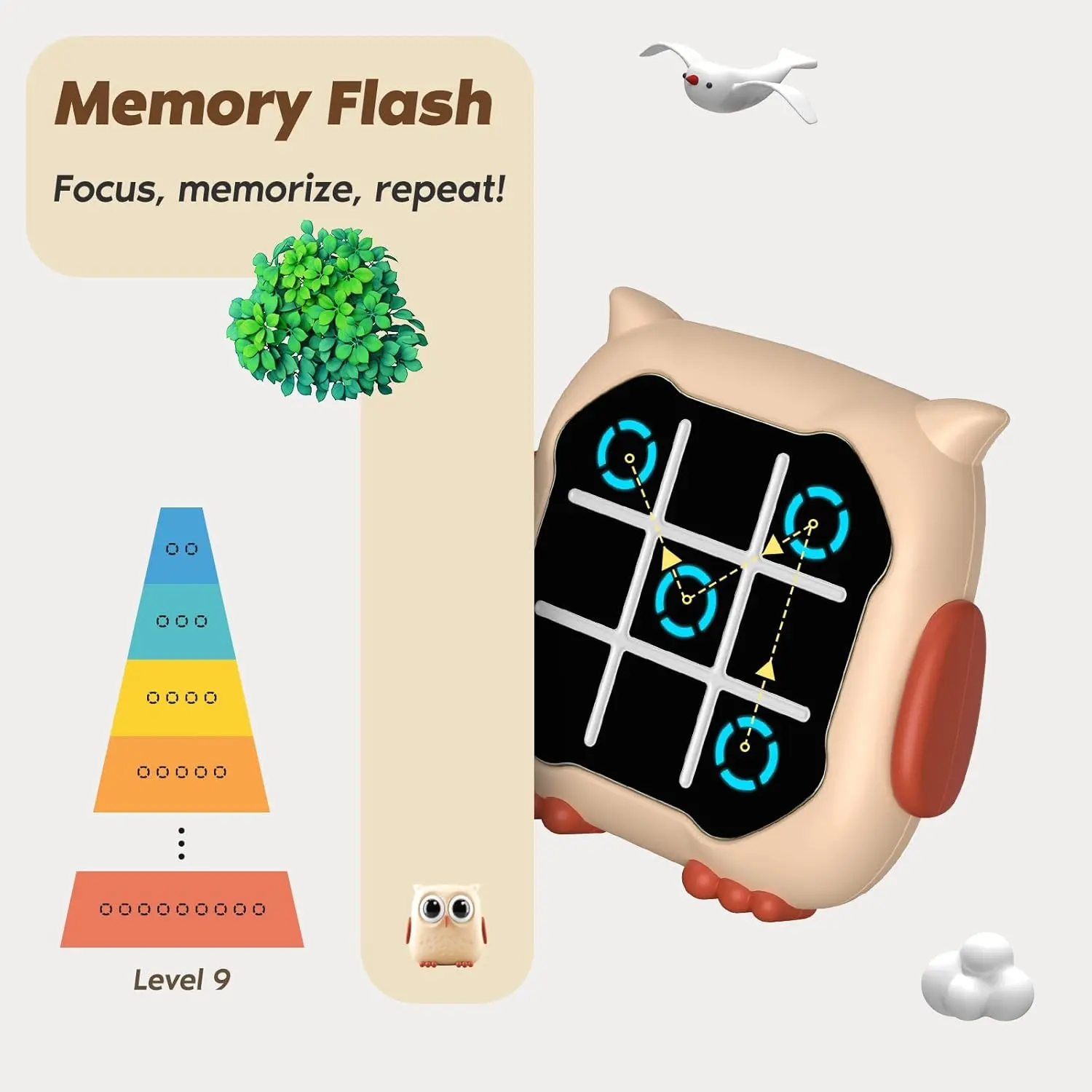 Wise Owl Tic Tac Toe Bolt | Memory & Strategy Game
